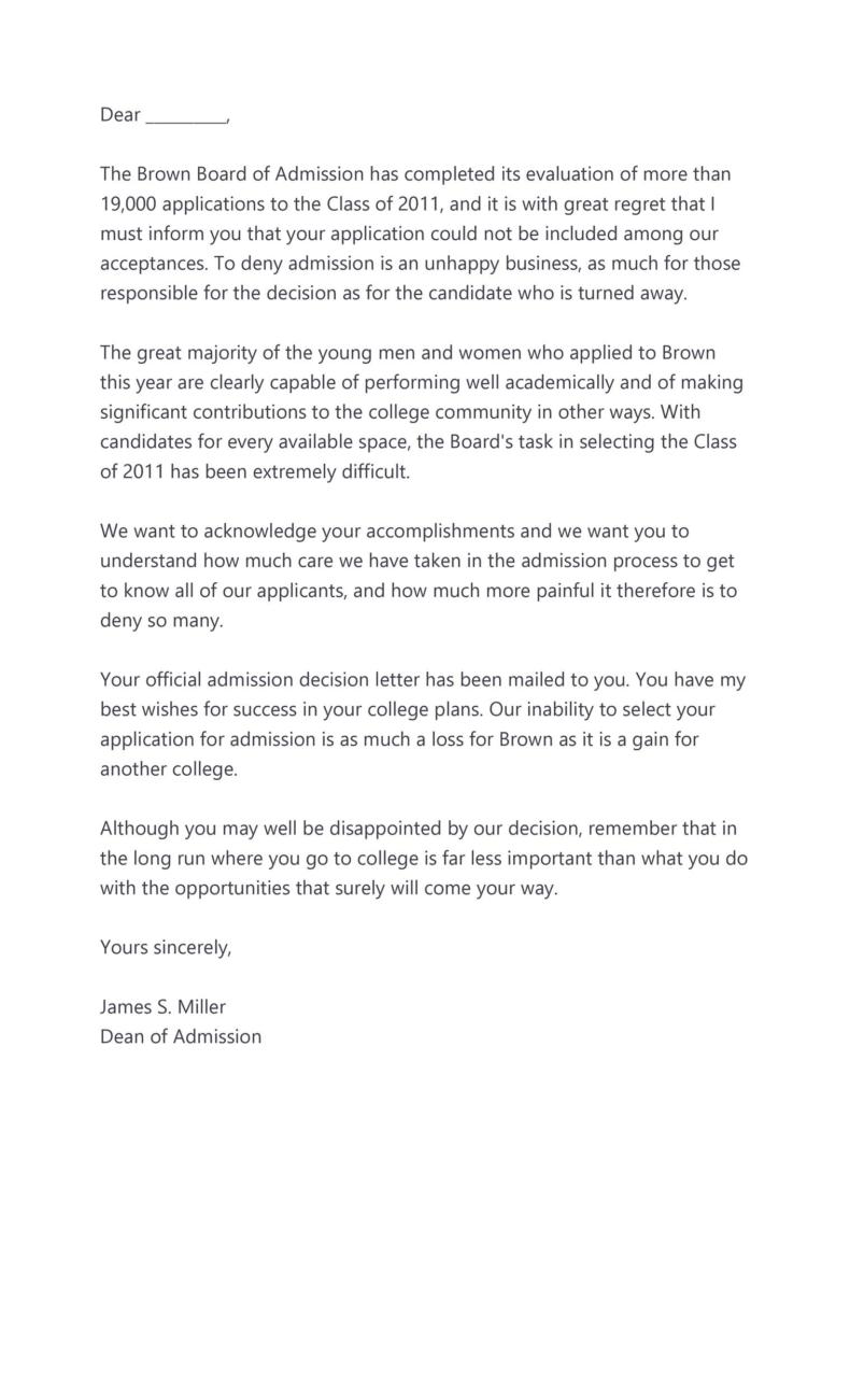34 College Rejection Letter Samples (& Examples) ᐅ TemplateLab