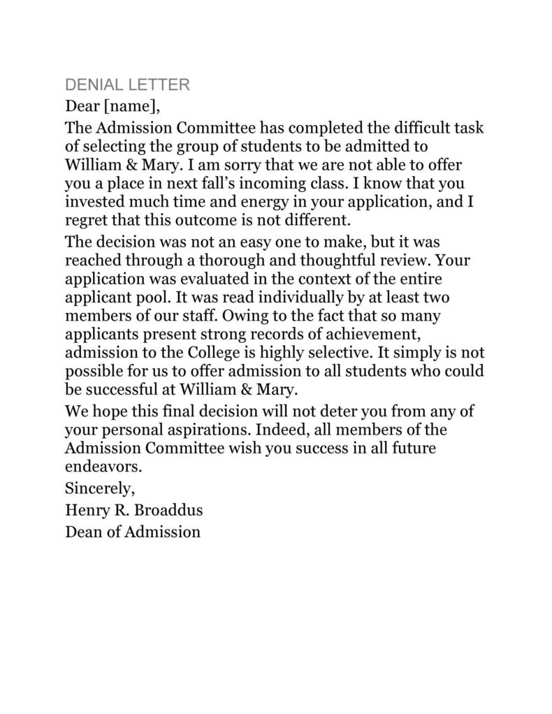 34 College Rejection Letter Samples (& Examples) ᐅ TemplateLab