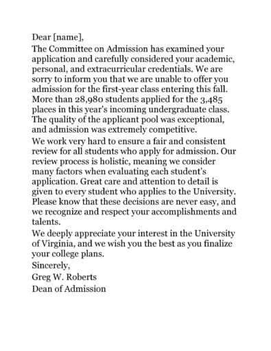 34 College Rejection Letter Samples (& Examples) ᐅ TemplateLab