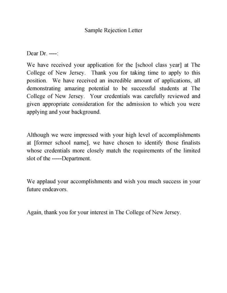34 College Rejection Letter Samples (& Examples) ᐅ TemplateLab