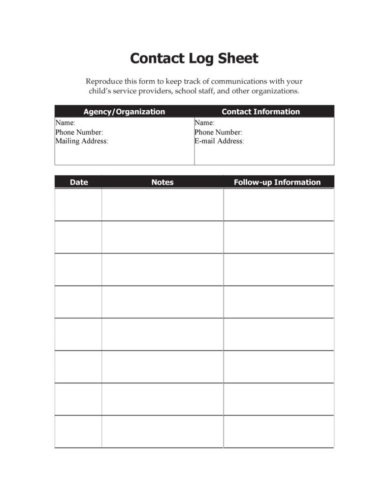 50 Editable Parent Contact Logs (Doc, Excel & PDF)