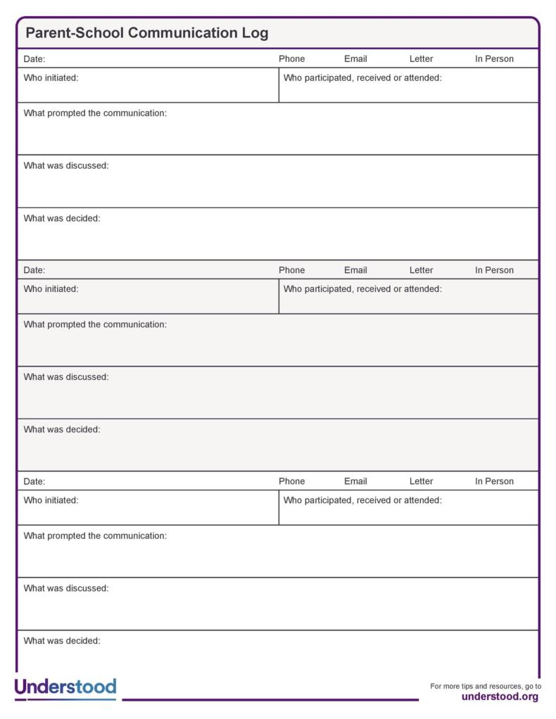 50 Editable Parent Contact Logs (Doc, Excel & PDF)