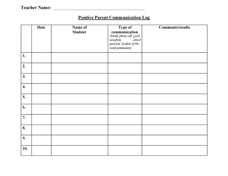 50 Editable Parent Contact Logs (Doc, Excel & PDF)