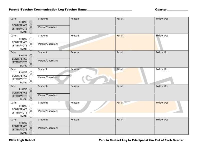50 Editable Parent Contact Logs (Doc, Excel & PDF)