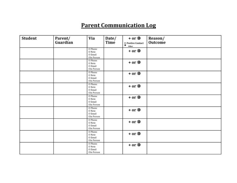 50 Editable Parent Contact Logs (Doc, Excel & PDF)
