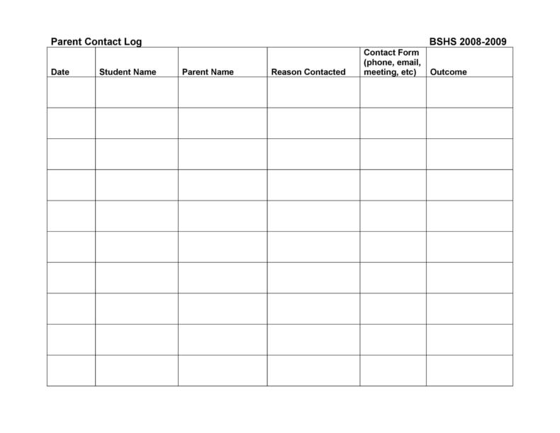 50 Editable Parent Contact Logs (Doc, Excel & PDF)