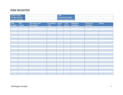53 Useful Risk Register Templates (Word & Excel) ᐅ TemplateLab