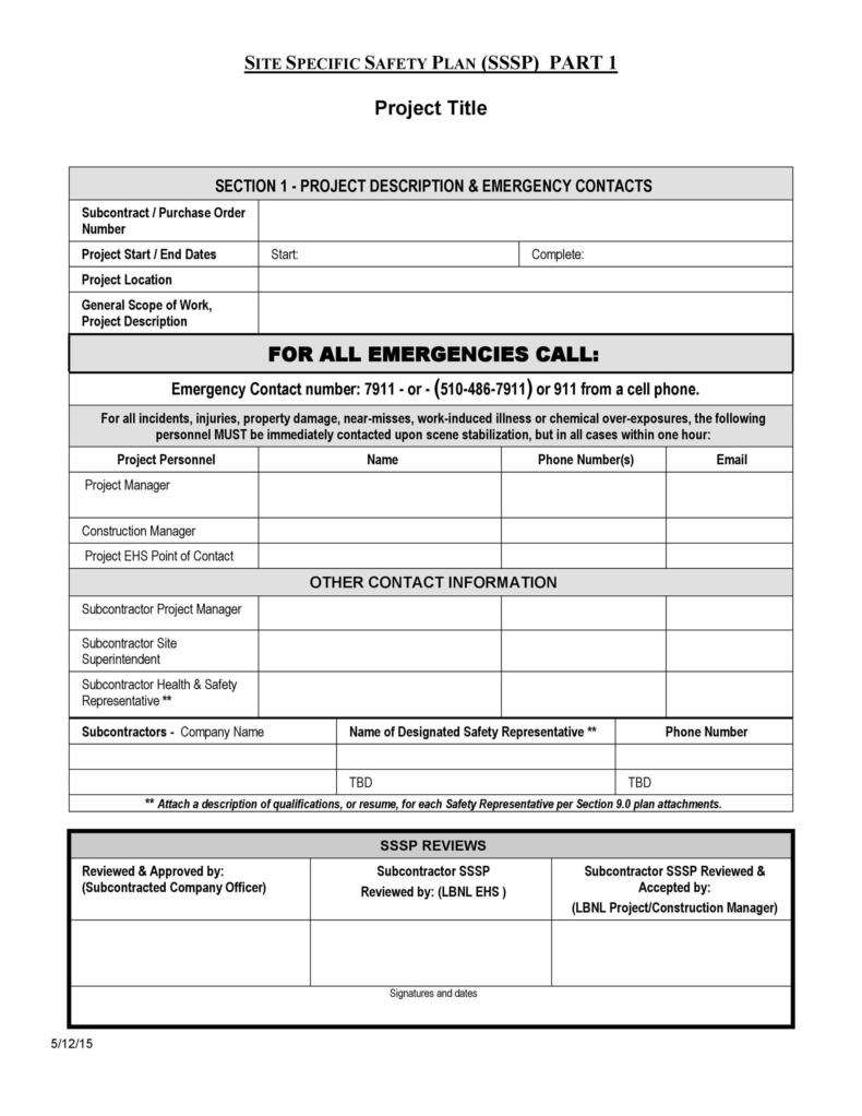 46 Great Safety Plan Templates (Construction, Site Specific, Patient ...