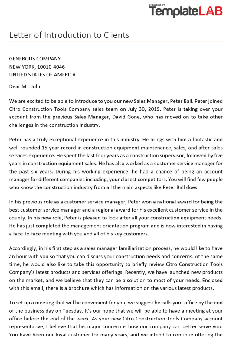 40+ Letter of Introduction Templates & Examples