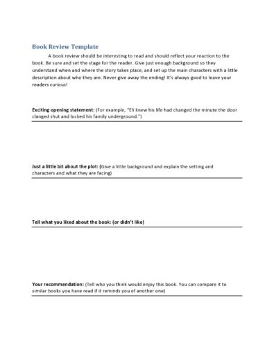 50 Best Book Review Templates (Kids, Middle School etc.) ᐅ TemplateLab