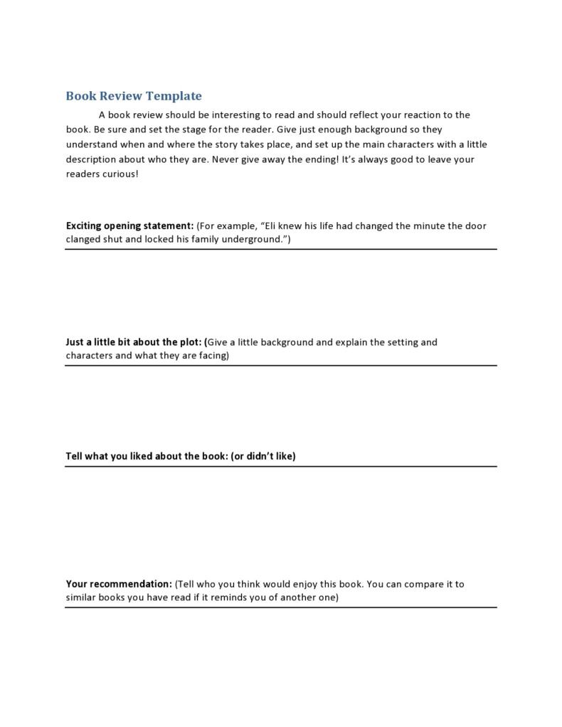 50 Best Book Review Templates (Kids, Middle School etc.) ᐅ TemplateLab