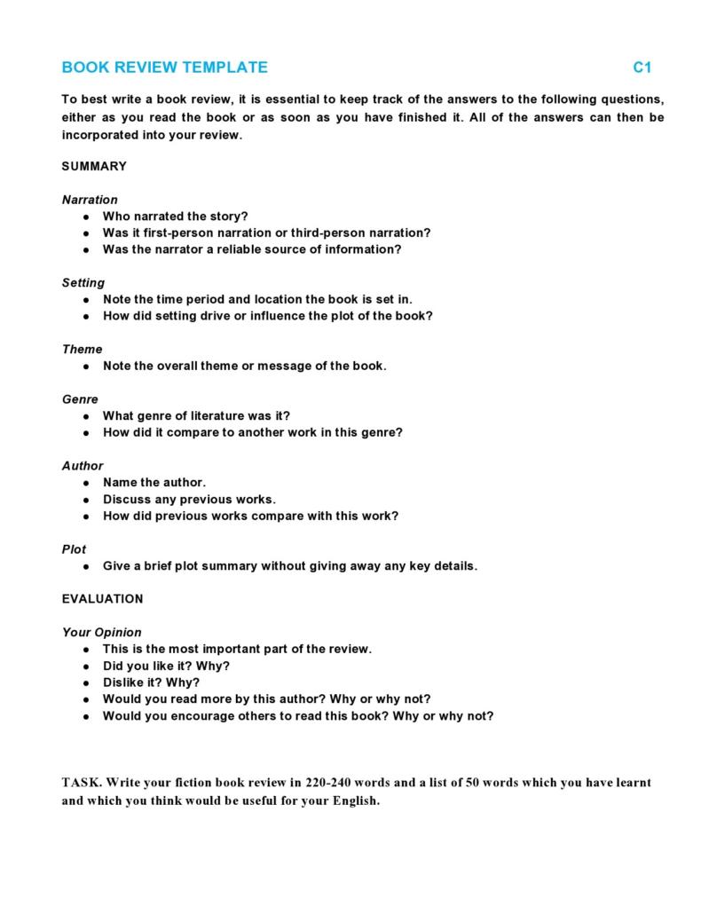 50 Best Book Review Templates (Kids, Middle School etc.) ᐅ TemplateLab