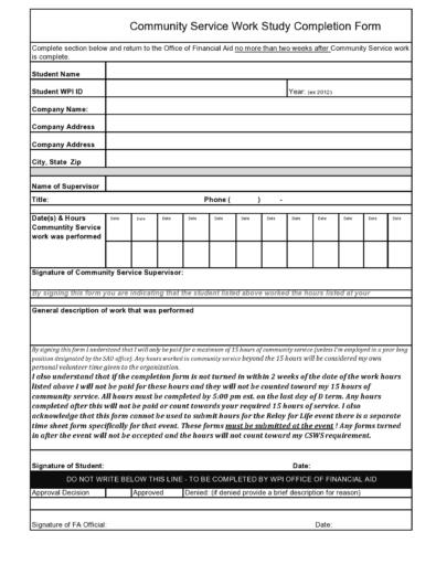 44 Printable Community Service Forms (MS Word) ᐅ TemplateLab