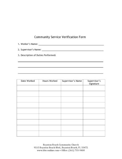 44 Printable Community Service Forms (MS Word) ᐅ TemplateLab