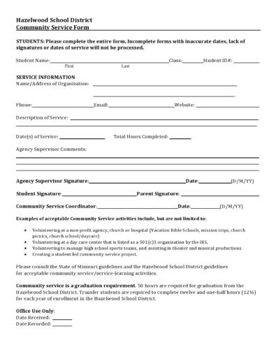 44 Printable Community Service Forms (MS Word) ᐅ TemplateLab