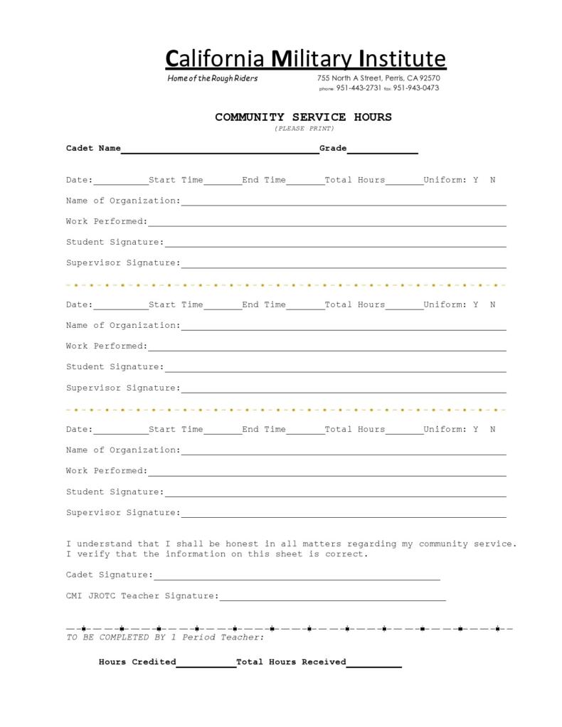 44 Printable Community Service Forms (MS Word) ᐅ TemplateLab