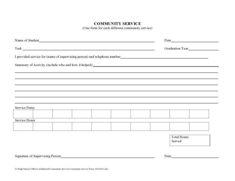 44 Printable Community Service Forms (MS Word) ᐅ TemplateLab