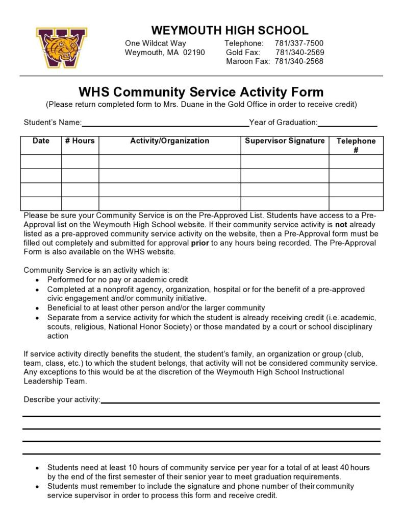 44 Printable Community Service Forms (MS Word) ᐅ TemplateLab