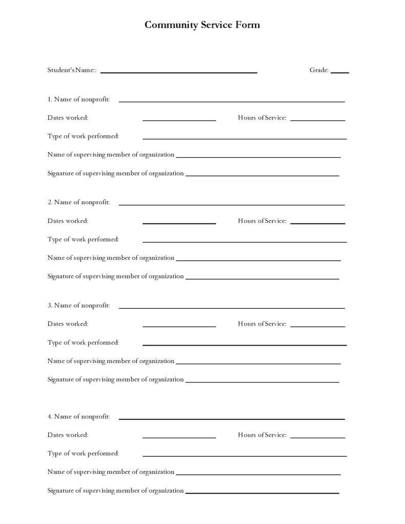 44 Printable Community Service Forms (MS Word) ᐅ TemplateLab