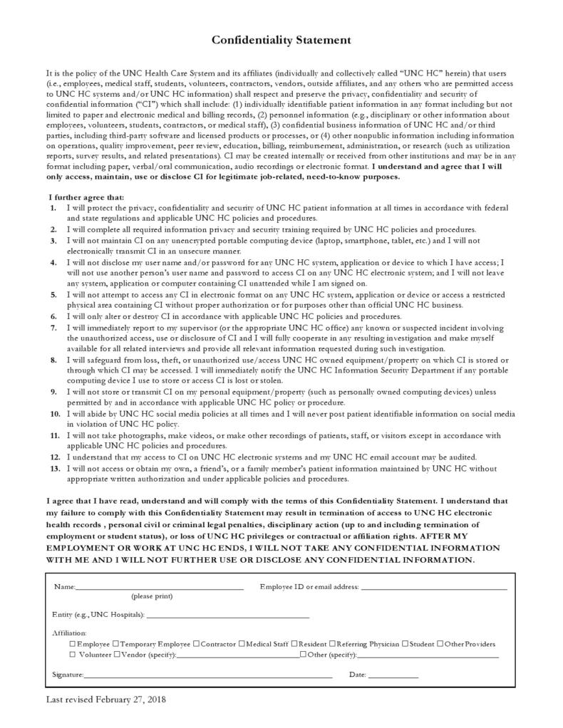 24 Simple Confidentiality Statement & Agreement Templates