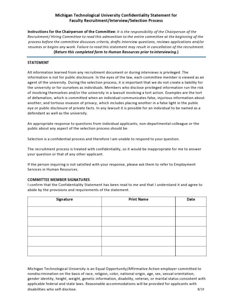 24 Simple Confidentiality Statement & Agreement Templates