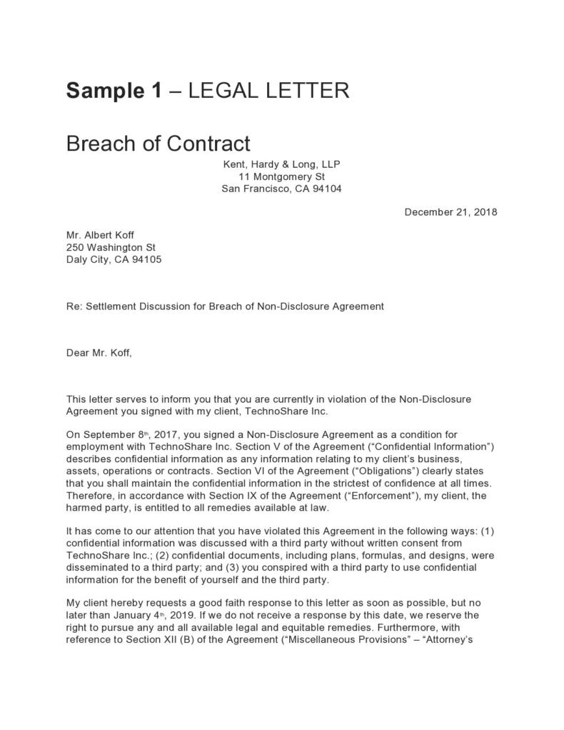 47 Professional Legal Letter Formats (& Templates) ᐅ TemplateLab