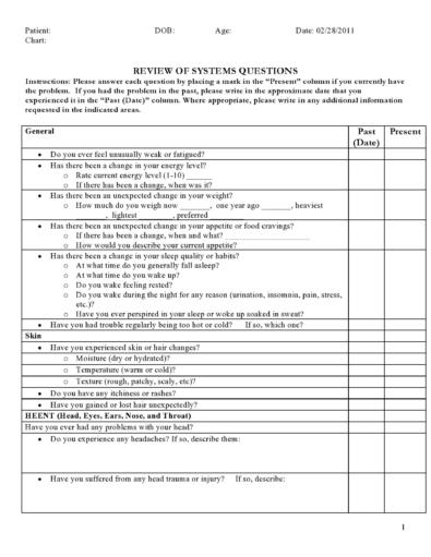 46 Free Review of Systems Templates (+Checklist) ᐅ TemplateLab