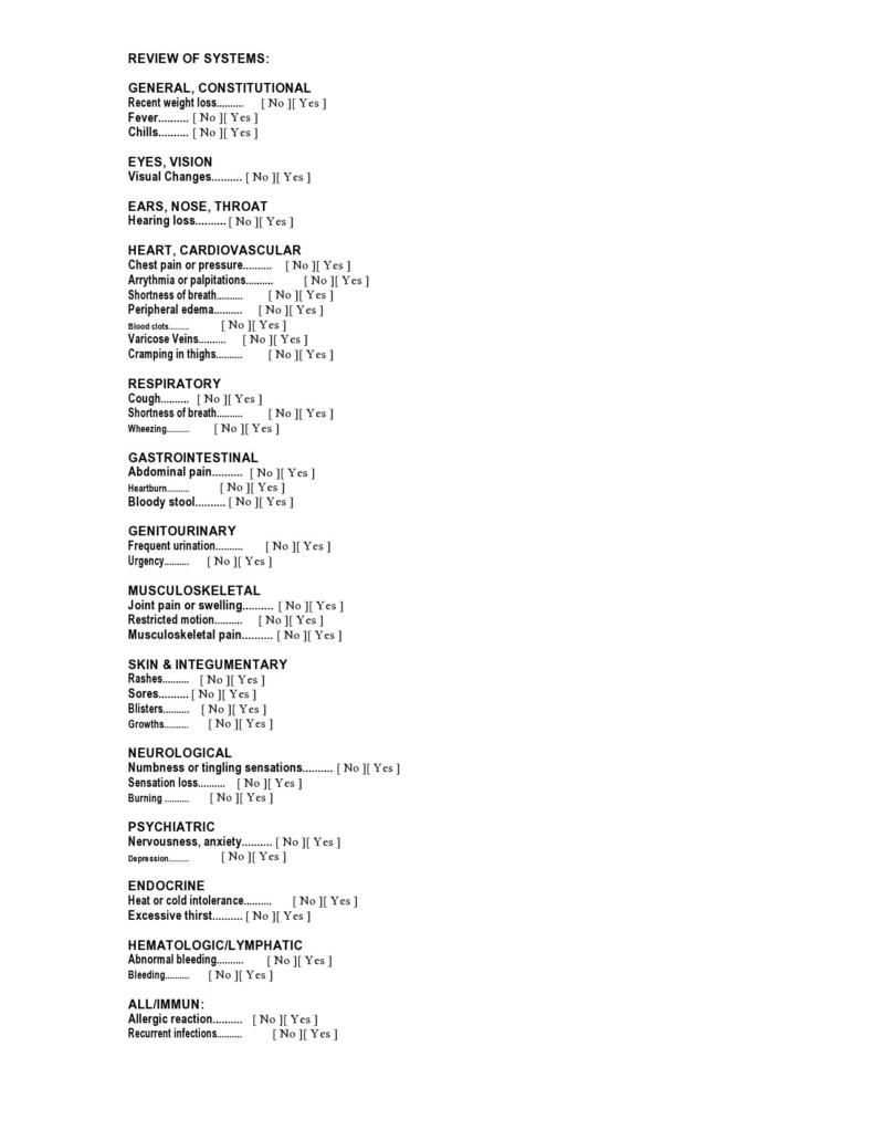 46 Free Review of Systems Templates (+Checklist) ᐅ TemplateLab