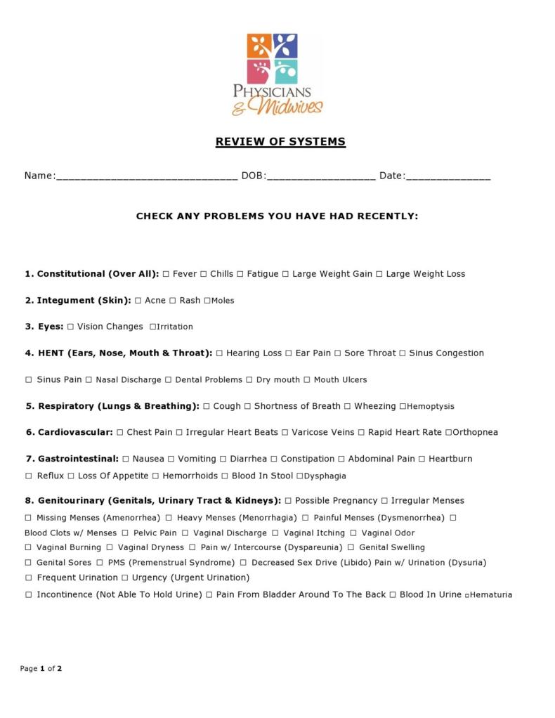 46 Free Review of Systems Templates (+Checklist) ᐅ TemplateLab