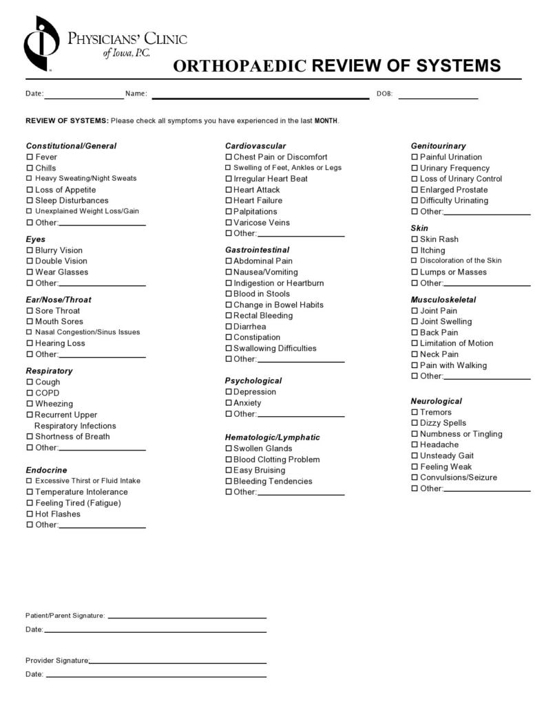 46 Free Review of Systems Templates (+Checklist) ᐅ TemplateLab