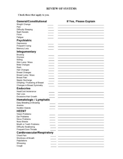 46 Free Review of Systems Templates (+Checklist) ᐅ TemplateLab