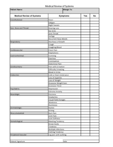 46 Free Review of Systems Templates (+Checklist) ᐅ TemplateLab