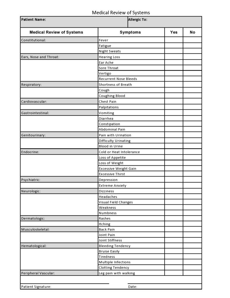 46 Free Review of Systems Templates (+Checklist) ᐅ TemplateLab