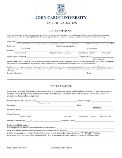 50 Printable Teacher Evaluation Forms [Free] ᐅ TemplateLab