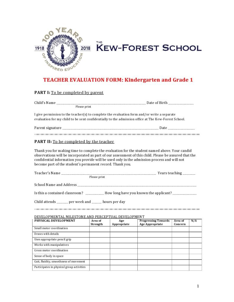 50 Printable Teacher Evaluation Forms [Free] ᐅ TemplateLab