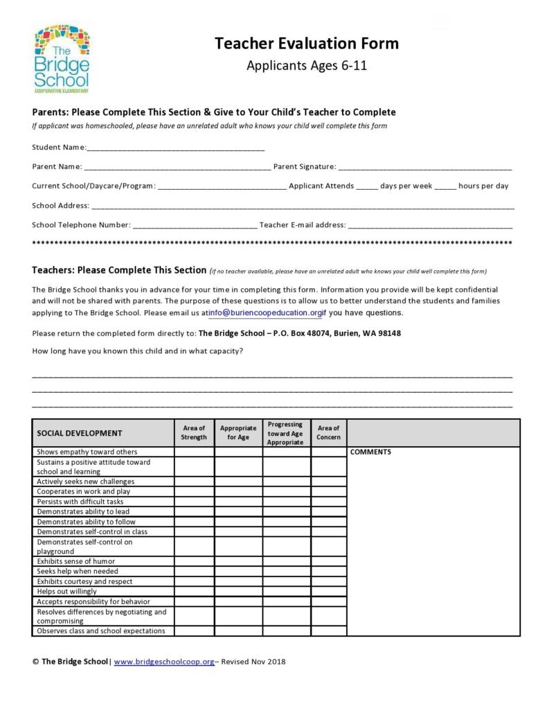 50 Printable Teacher Evaluation Forms [Free] ᐅ TemplateLab