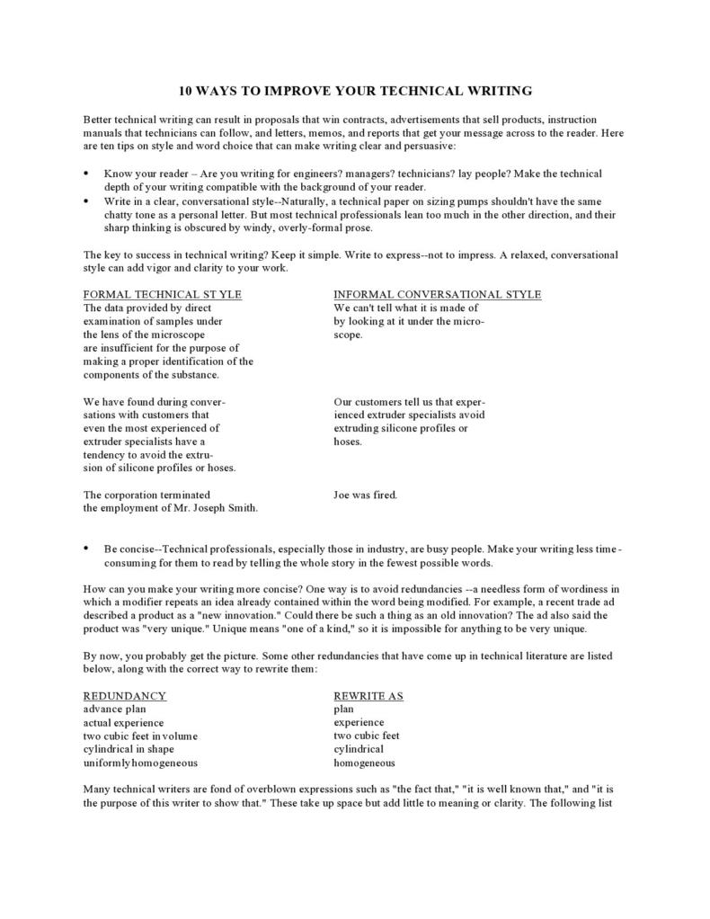 33 Good Technical Writing Examples (Word & PDF) ᐅ TemplateLab