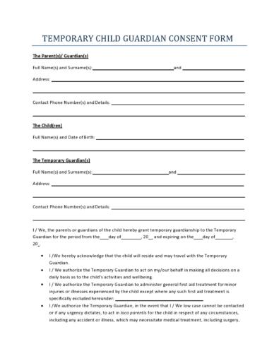 40 Printable Temporary Guardianship Forms [All States]