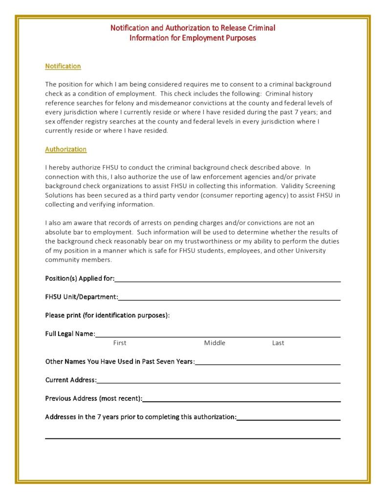 47 Free Background Check Authorization Forms ᐅ TemplateLab