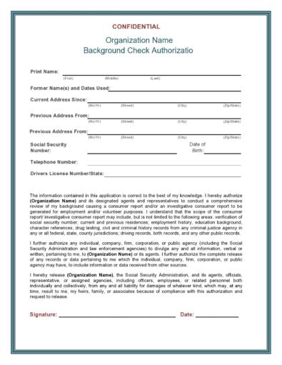 47 Free Background Check Authorization Forms ᐅ TemplateLab