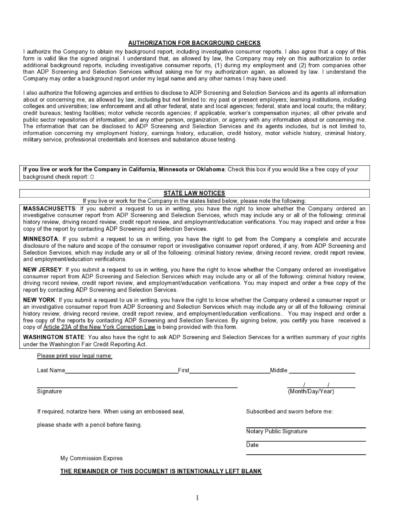 47 Free Background Check Authorization Forms ᐅ TemplateLab