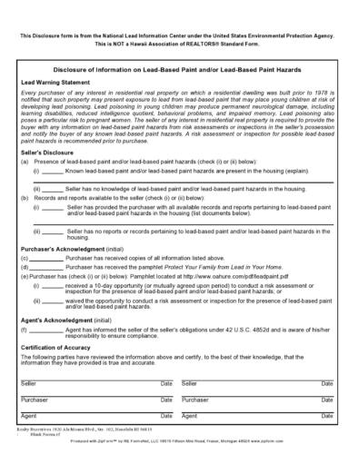 50 Lead Paint Disclosure Forms [All States] ᐅ TemplateLab