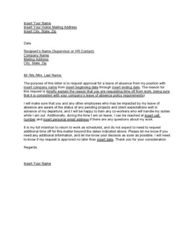 43 Free Leave of Absence Letters (Work & School) ᐅ TemplateLab