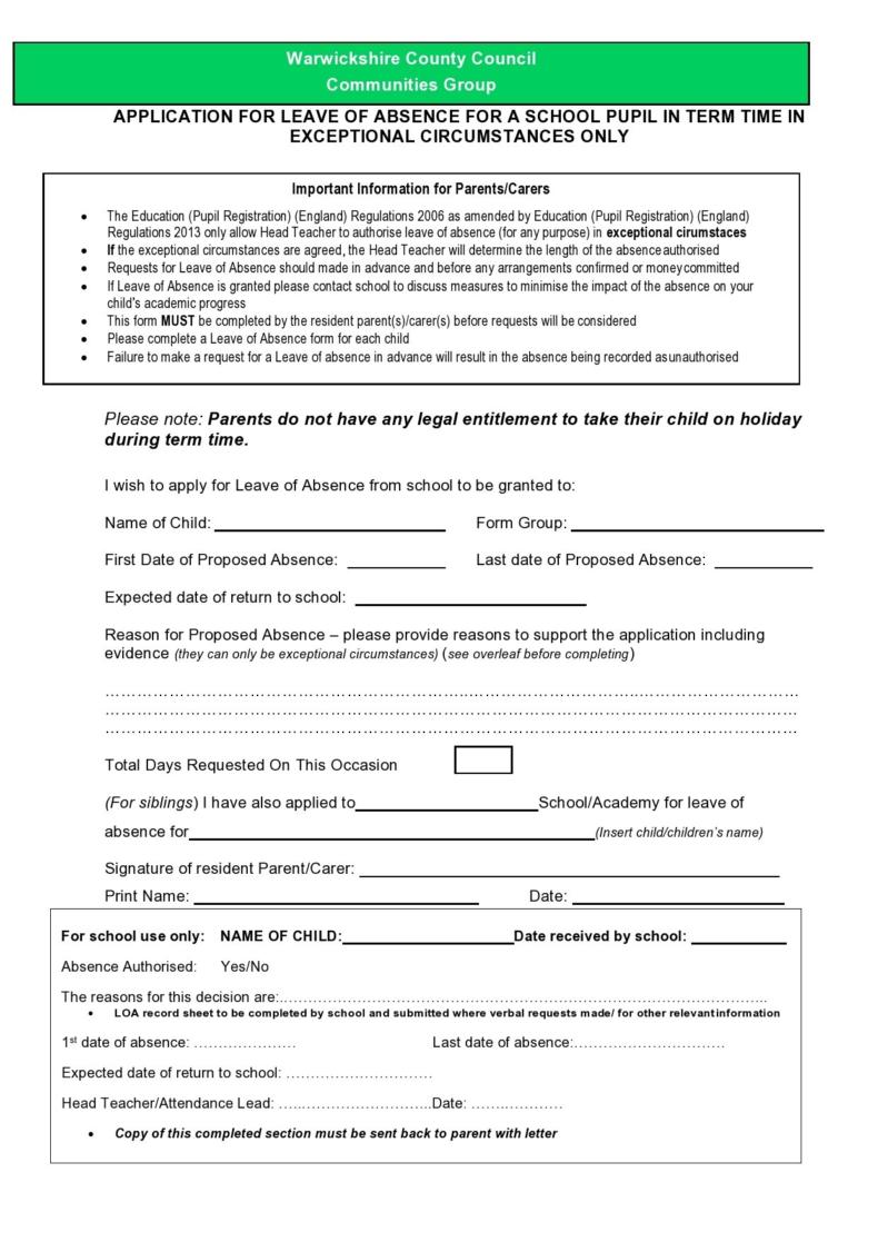 43 Free Leave of Absence Letters (Work & School) ᐅ TemplateLab