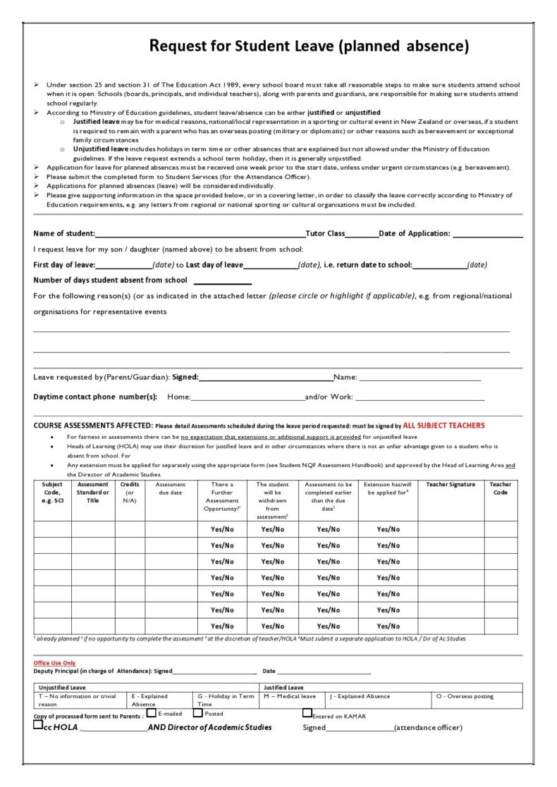 43 Free Leave of Absence Letters (Work & School) ᐅ TemplateLab
