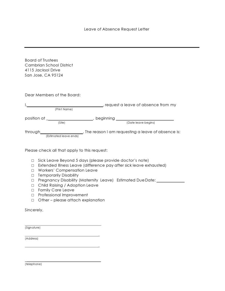 43 Free Leave of Absence Letters (Work & School) ᐅ TemplateLab