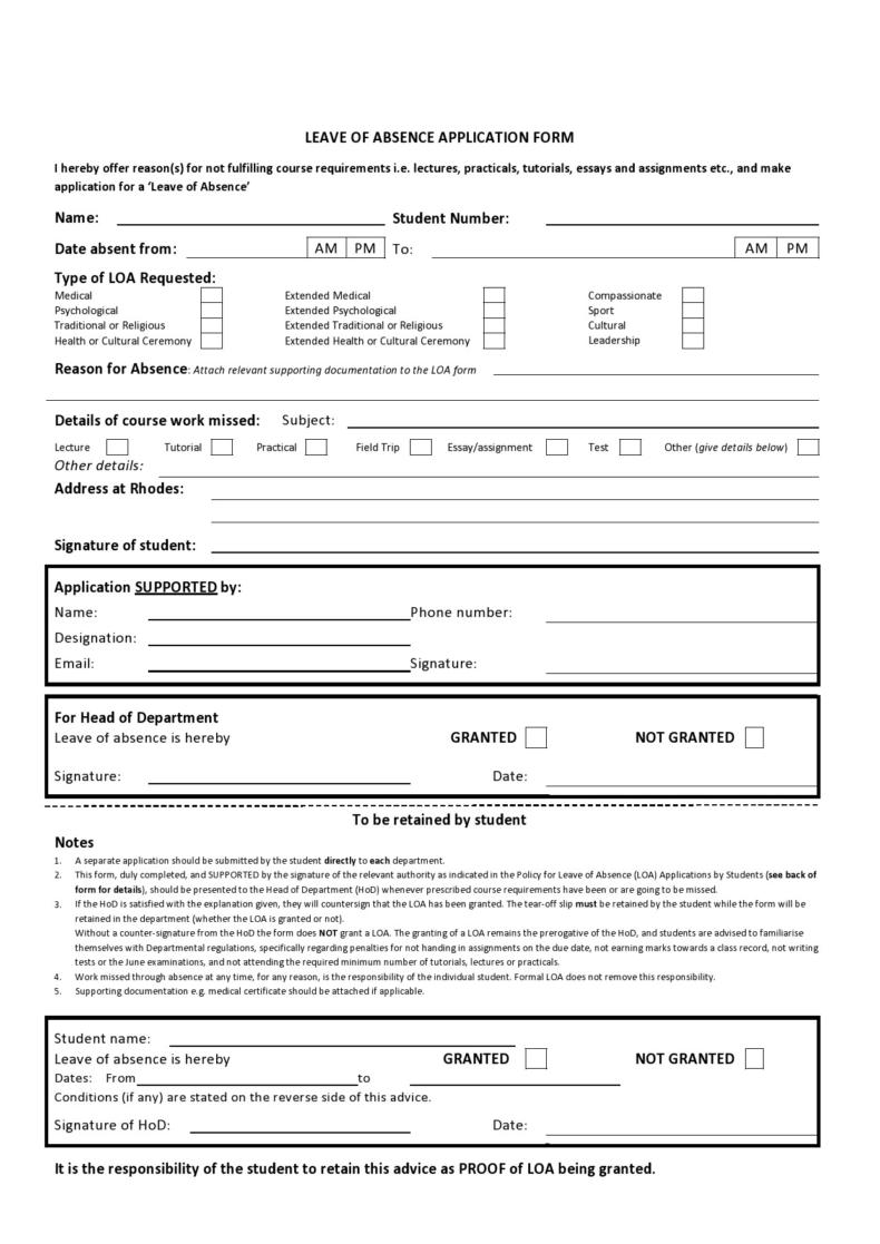 43 Free Leave of Absence Letters (Work & School) ᐅ TemplateLab