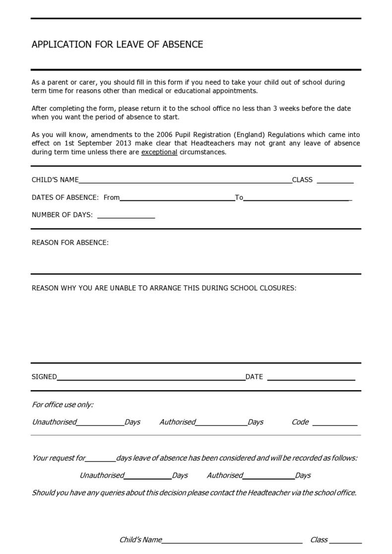 43 Free Leave of Absence Letters (Work & School) ᐅ TemplateLab