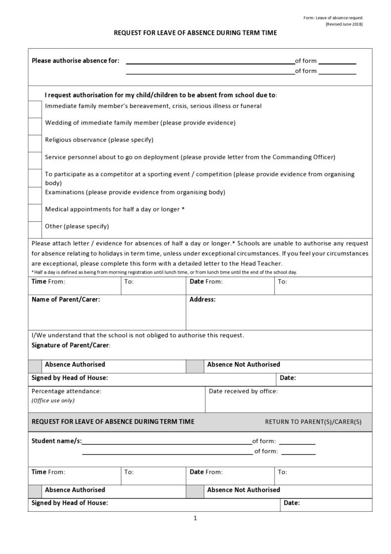 43 Free Leave of Absence Letters (Work & School) ᐅ TemplateLab