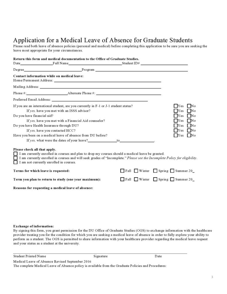 43 Free Leave of Absence Letters (Work & School) ᐅ TemplateLab